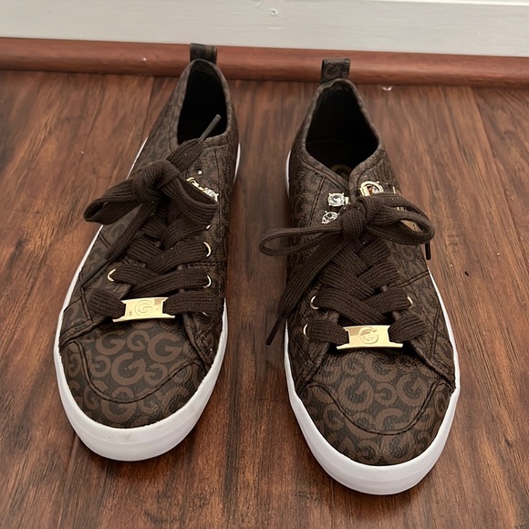 Guess | Shoes | Brown Guess Monogram Sneakers | Poshmark